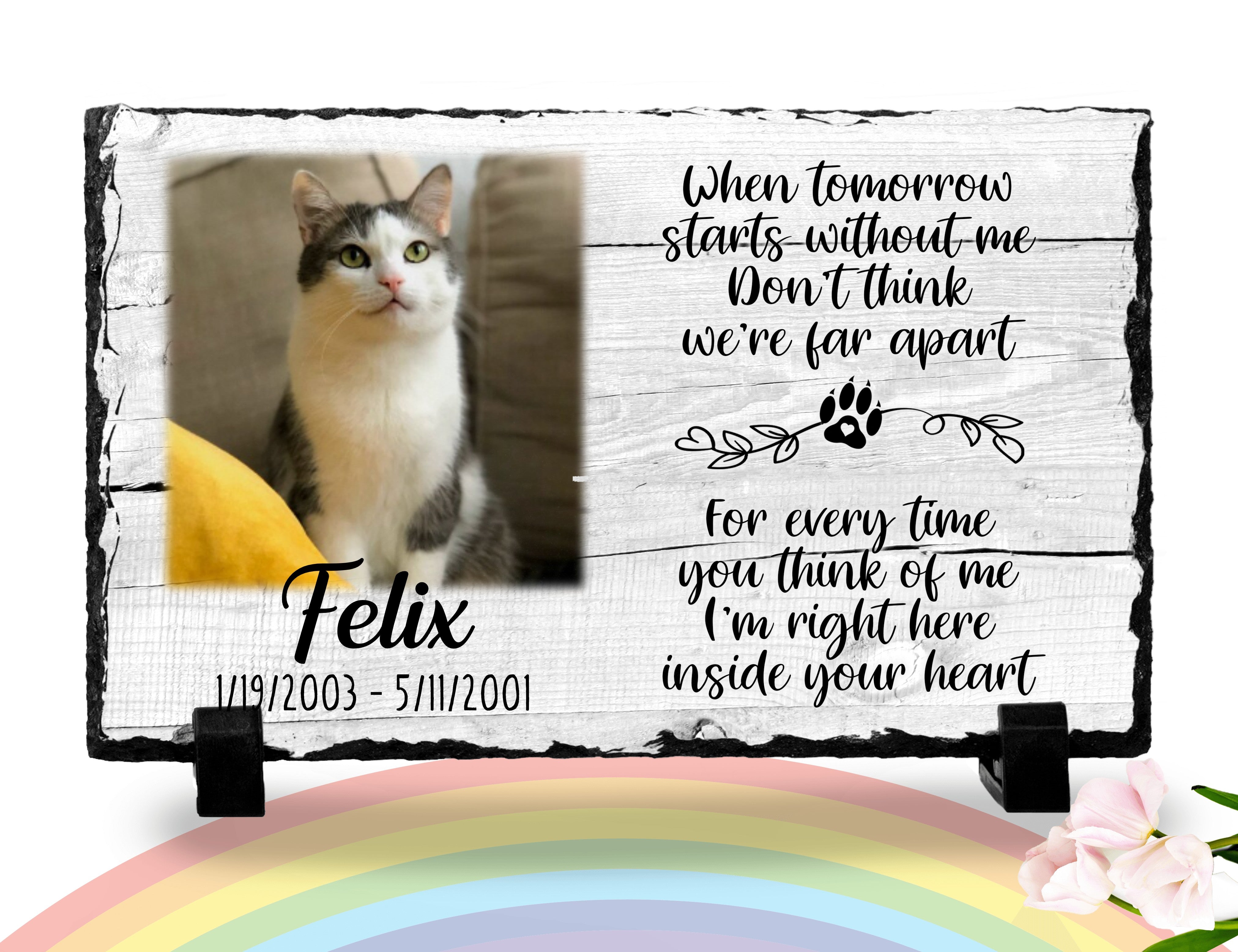 Pet Loss Gift Personalized Cat Memorial Plaque When tomorrow starts ...